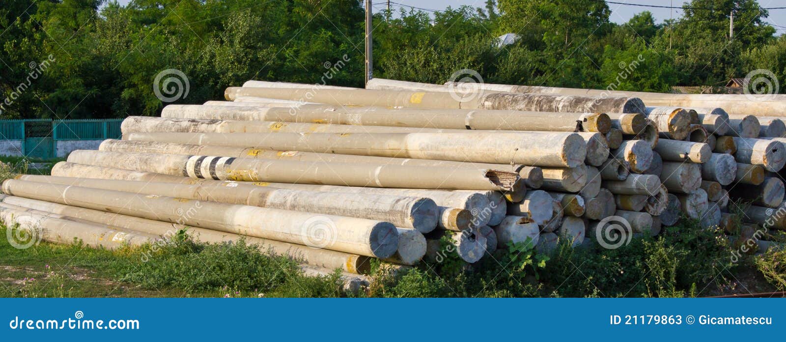 Concrete Poles In Line And In Background Multiple Coal Fossil Fuel ...