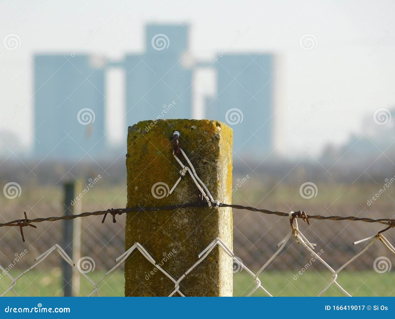 Concrete Post Industrial Background Barbed Wire Stock Image - Image of ...