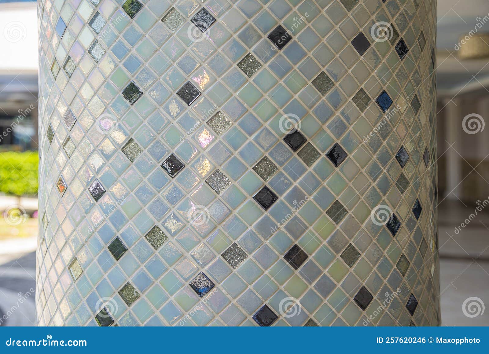 Concrete Post Lined with Mosaic Ceramic Tiles Stock Photo - Image of ...