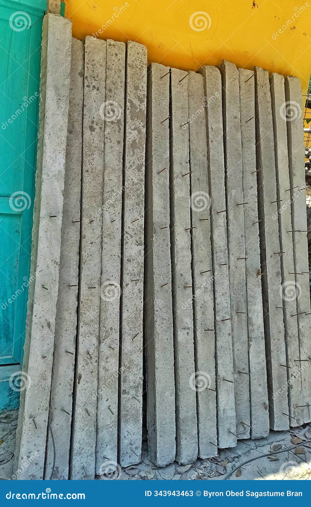 Concrete Posts Stacked Ready for Installation for Fencing. Construction ...