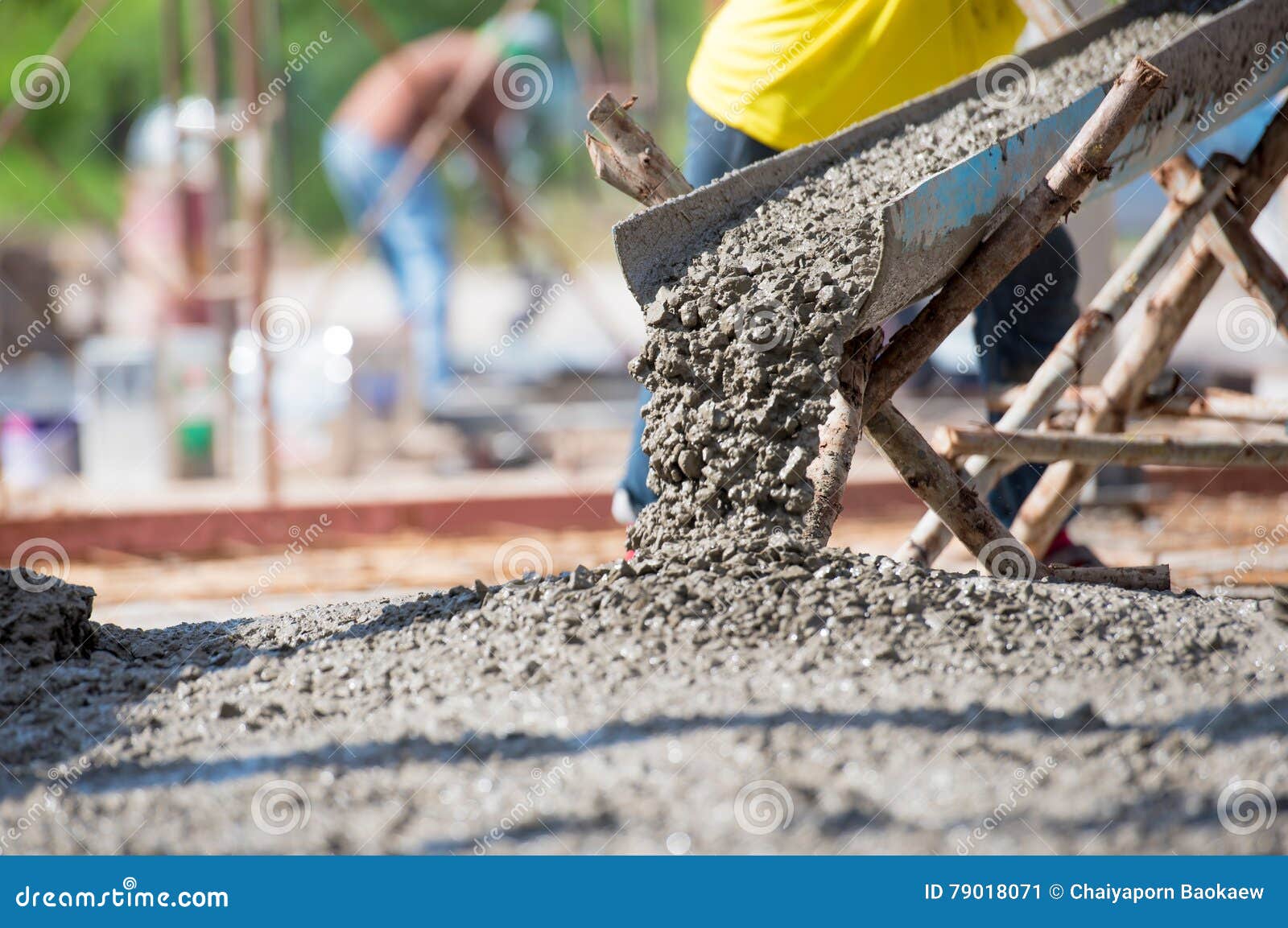 Concrete Pouring During Commercial Concreting Floors Of Building Stock