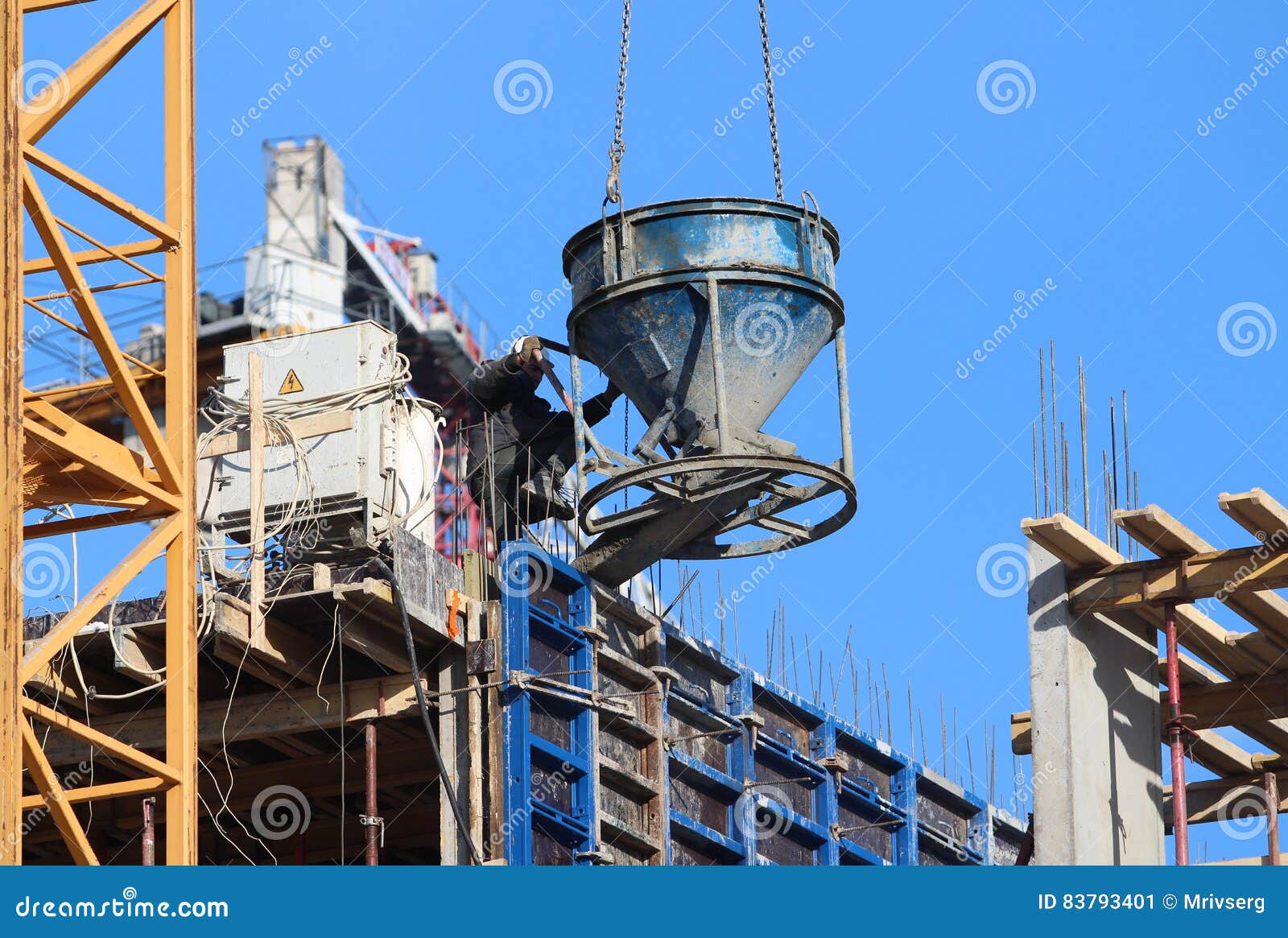 Concrete Pouring During Commercial Concreting Floors Of Building In ...