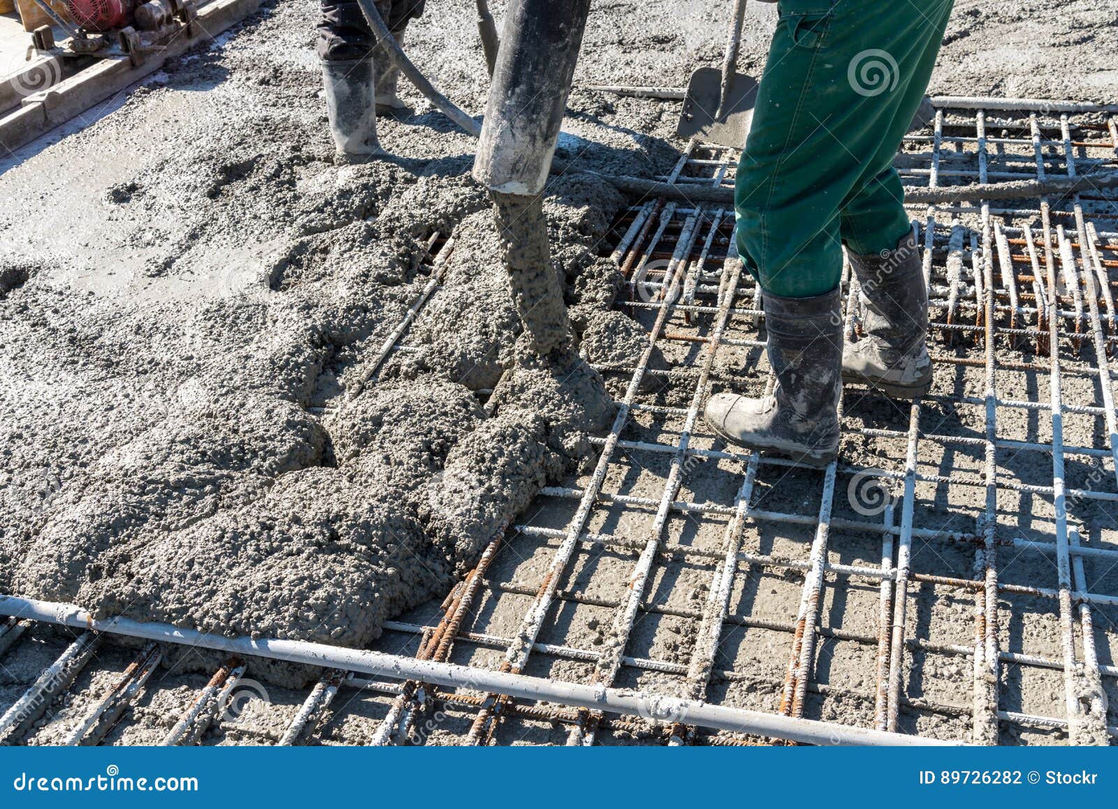 Concrete Pouring on the Construction Site Stock Photo - Image of public ...