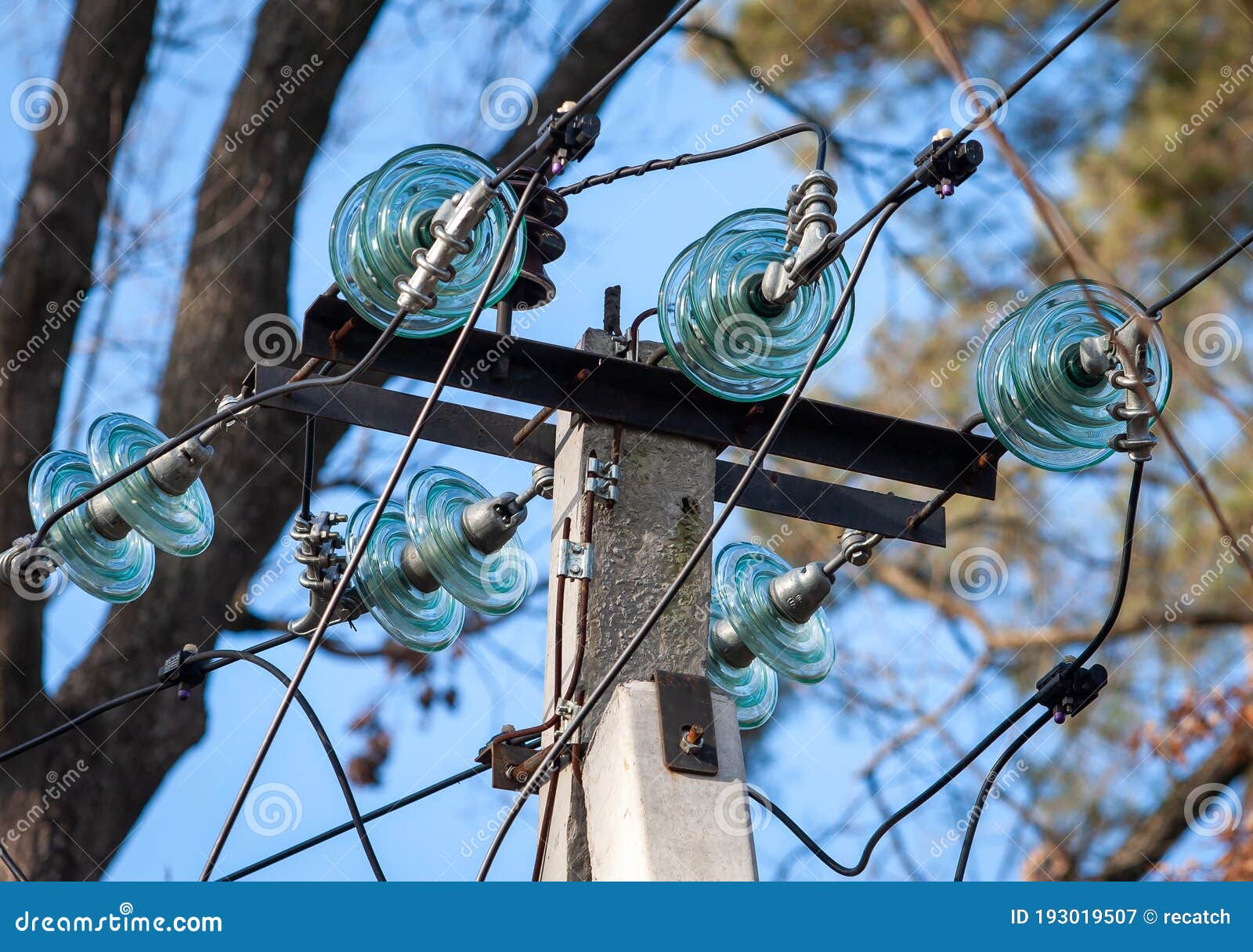 Concrete Power Line Post, Underground Power Cable Goes Into Overhead ...