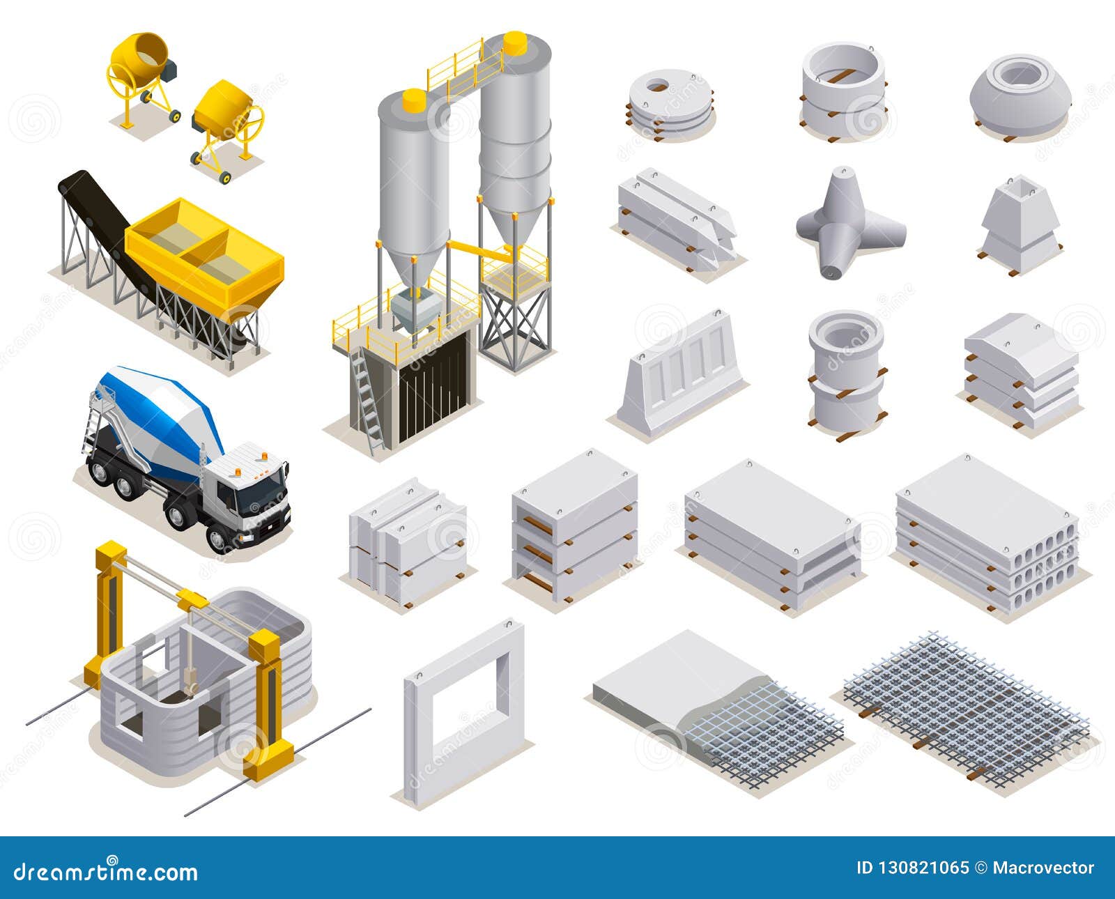 Concrete Production Isometric Icons Stock Vector - Illustration of ...