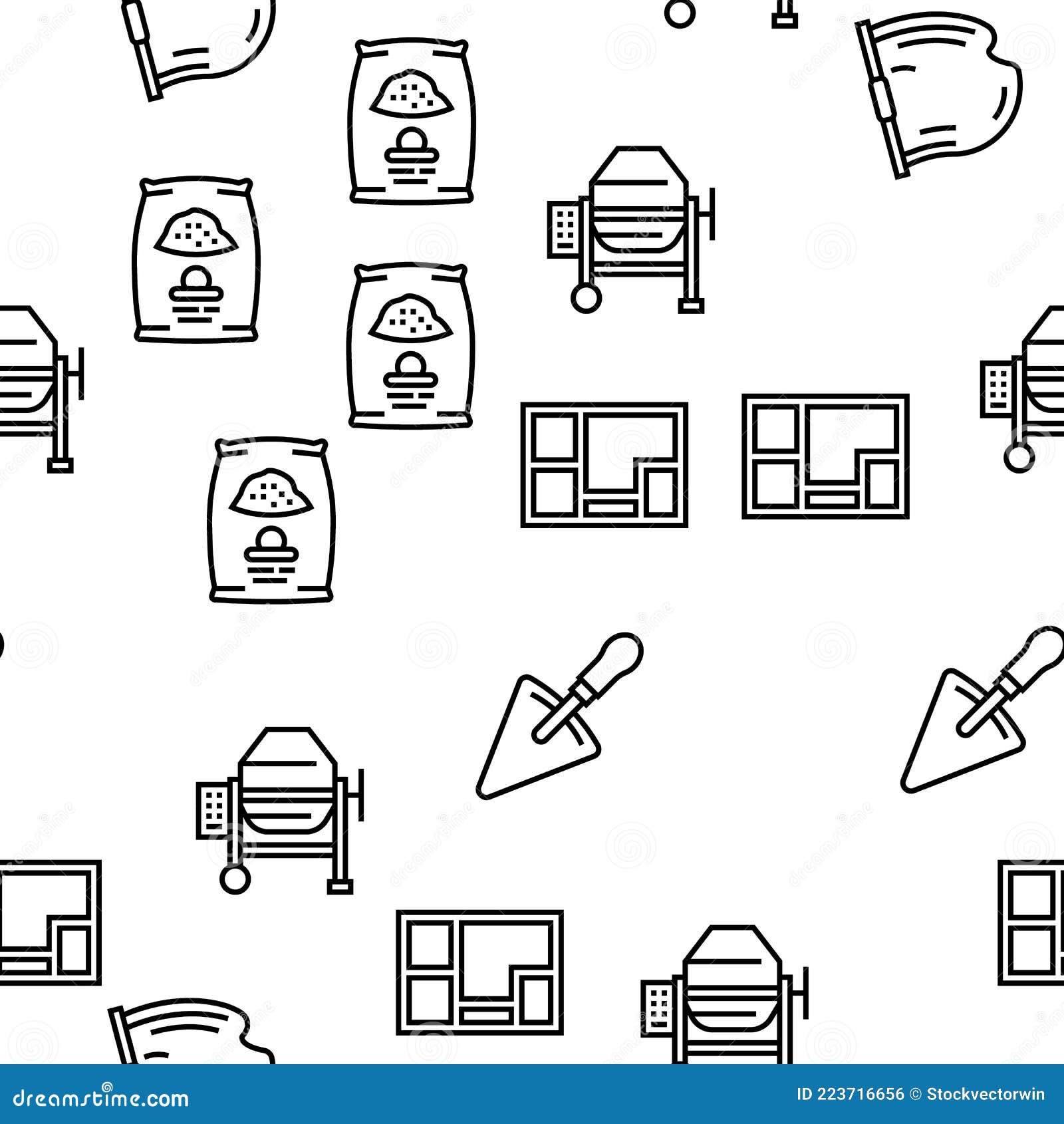 Concrete Production Vector Seamless Pattern Stock Vector - Illustration ...