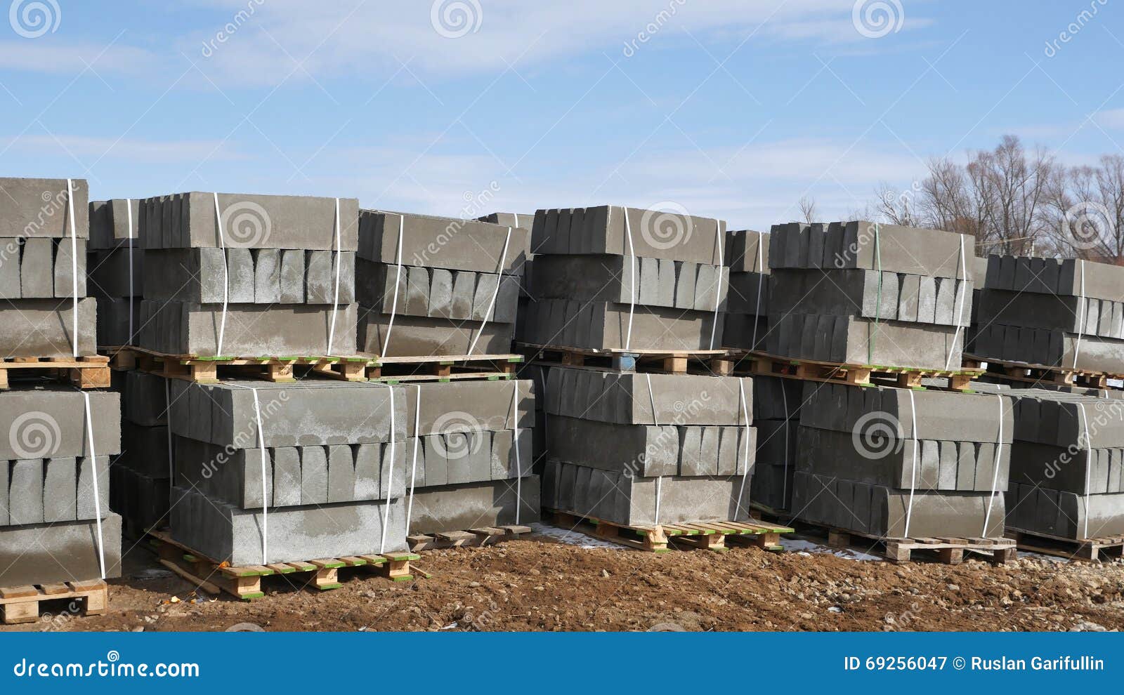 Concrete Products, Curbs. Warehouse. Stock Image - Image of utility ...