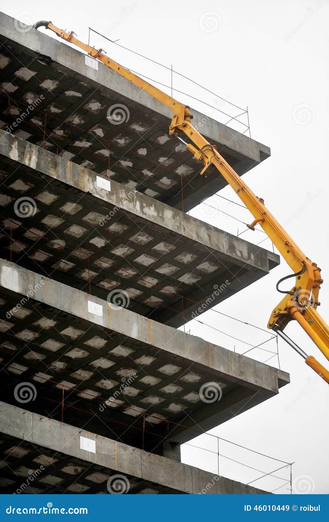 Concrete Pump in Action on Construction Site Stock Image - Image of ...