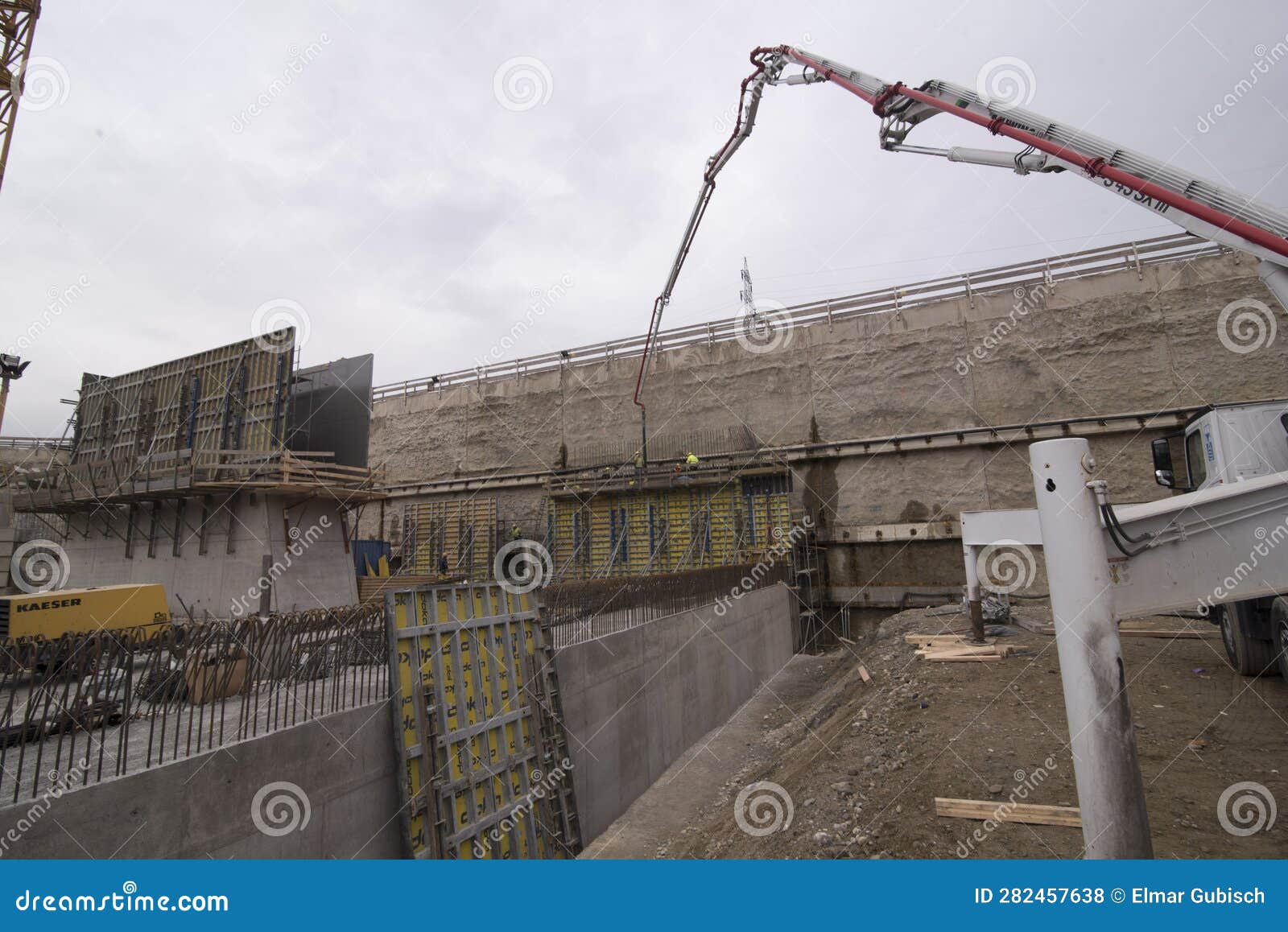 Concrete Pump for Transferring Liquid Concrete by Pumping Stock Photo ...
