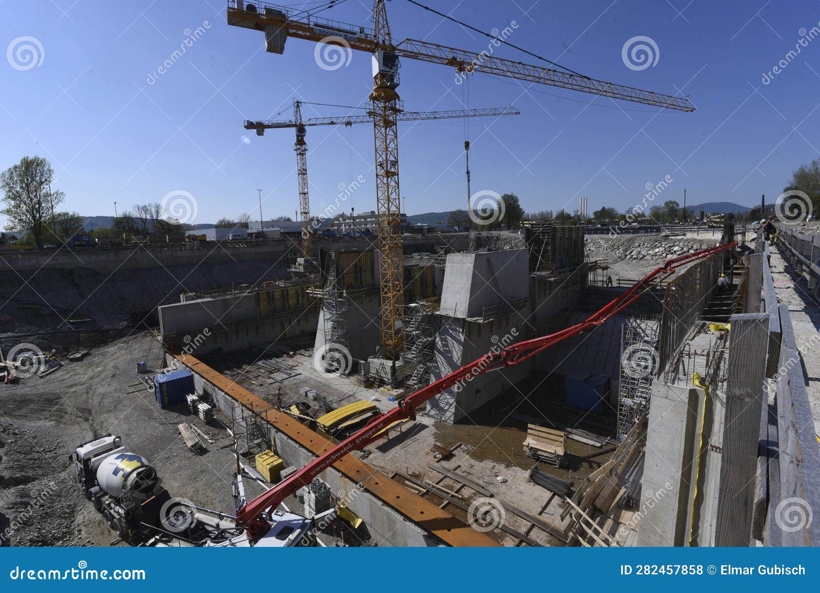Concrete Pump for Transferring Liquid Concrete by Pumping Stock Photo ...