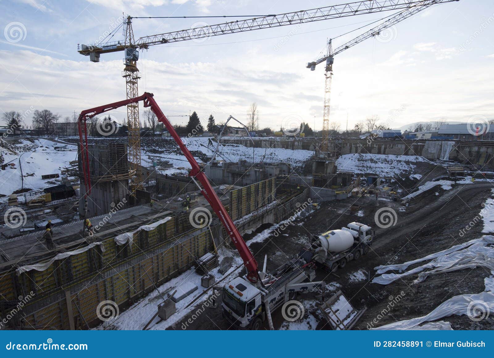 Concrete Pump for Transferring Liquid Concrete by Pumping Stock Image ...