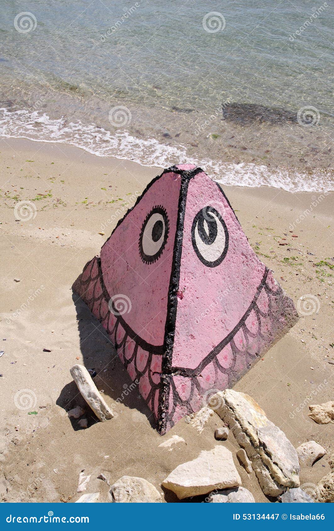 Concrete Pyramid with a Drawing of a Fish Stock Image - Image of paint ...