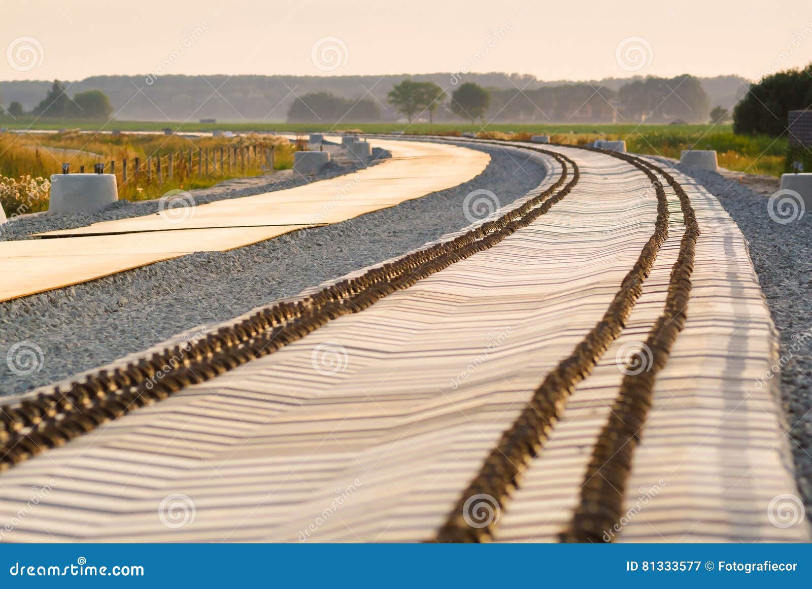 Concrete Railroad Ties in Railway Construction Site Stock Image - Image ...