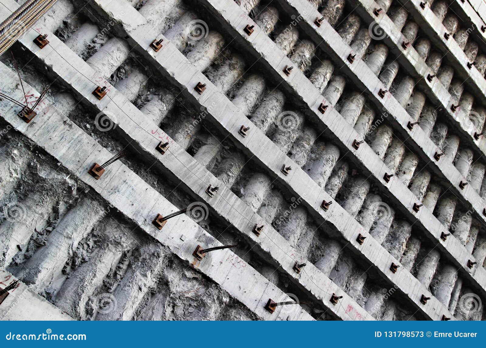 Concrete and rebar stock image. Image of material, structural - 131798573