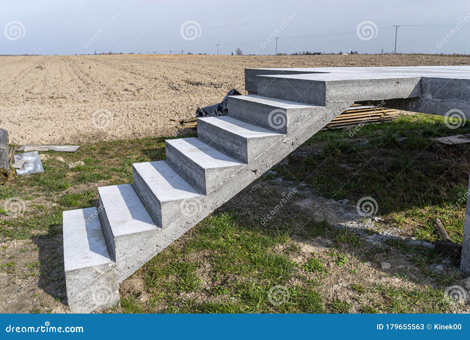 Concrete Rectangular Structure On Concrete Poles With Stairs In Raw ...