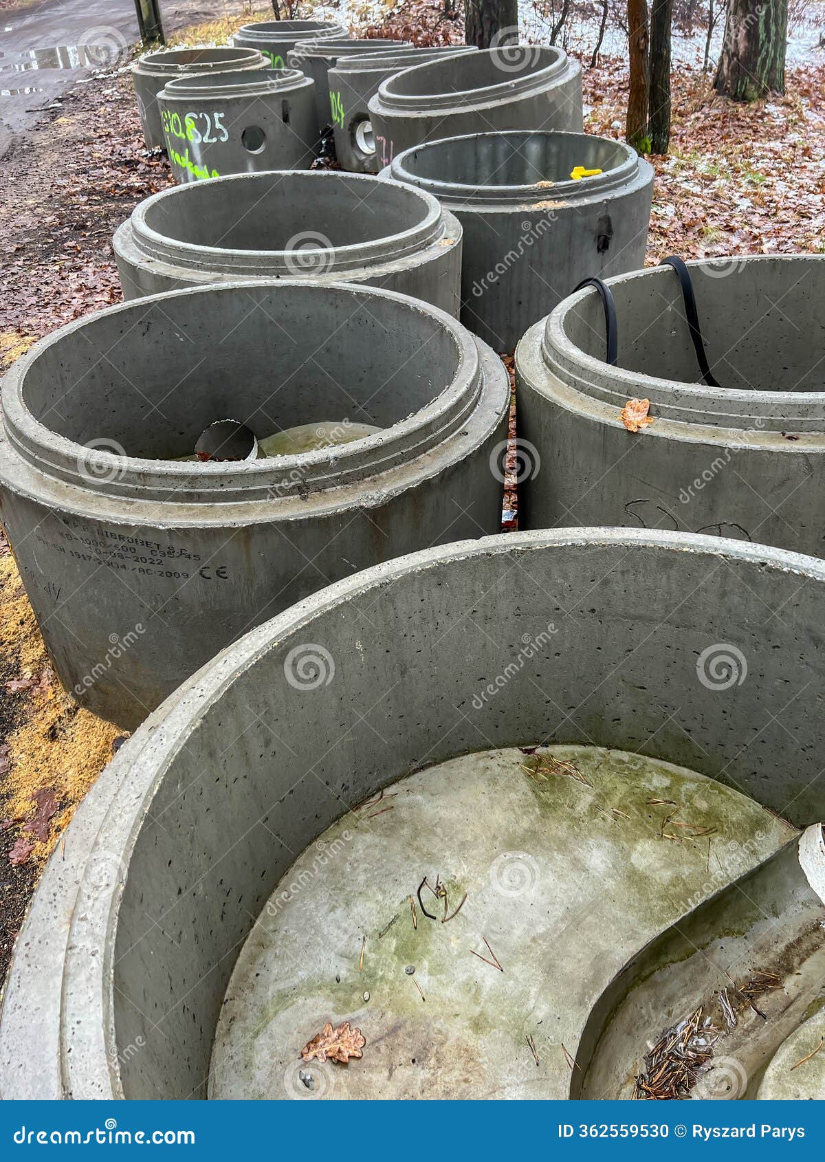 Concrete Rings, Elements Prepared for the Construction of Manholes ...