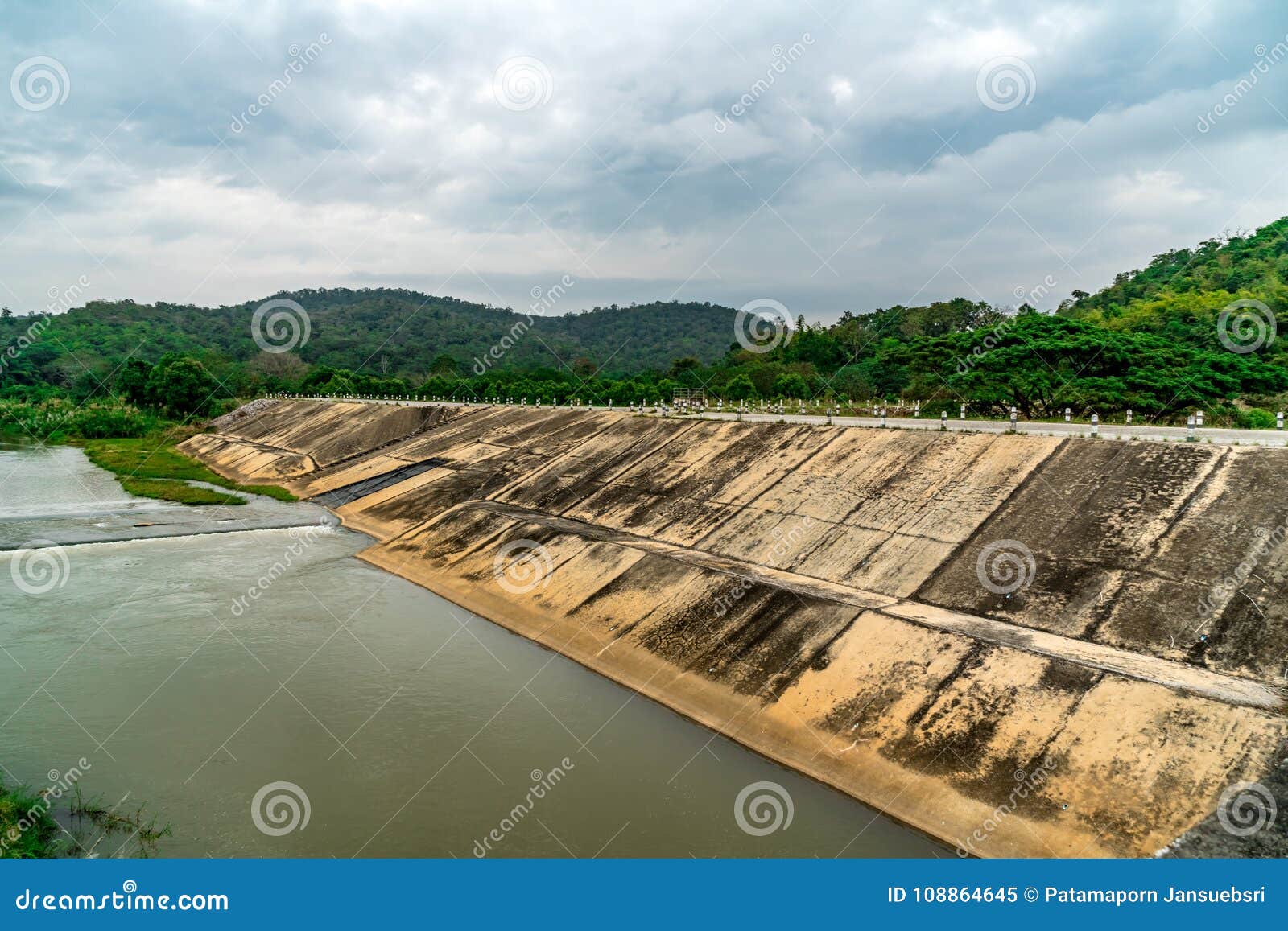 Concrete river bank stock image. Image of water, road - 108864645