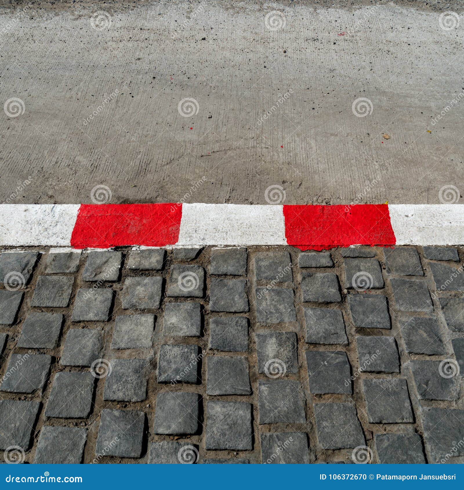 Red and White Concrete Road Curb Stock Photo - Image of rough, walk ...