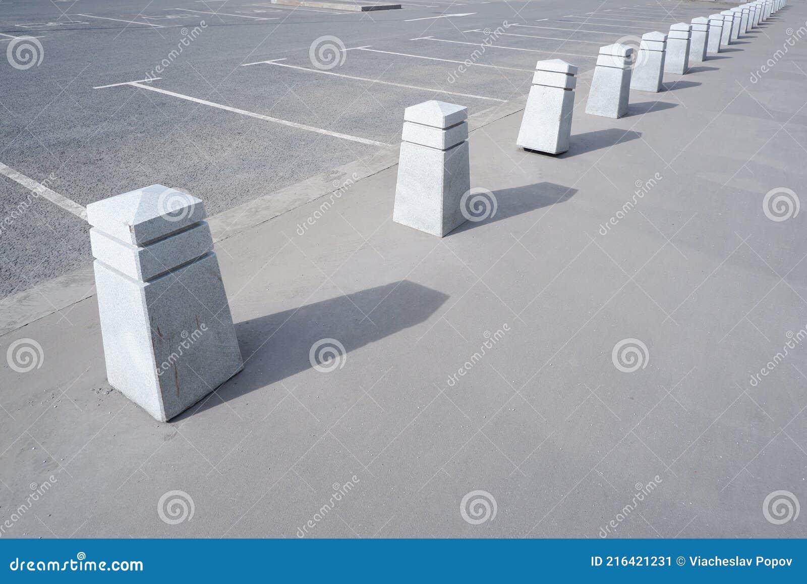 Concrete road columns stock image. Image of parking - 216421231