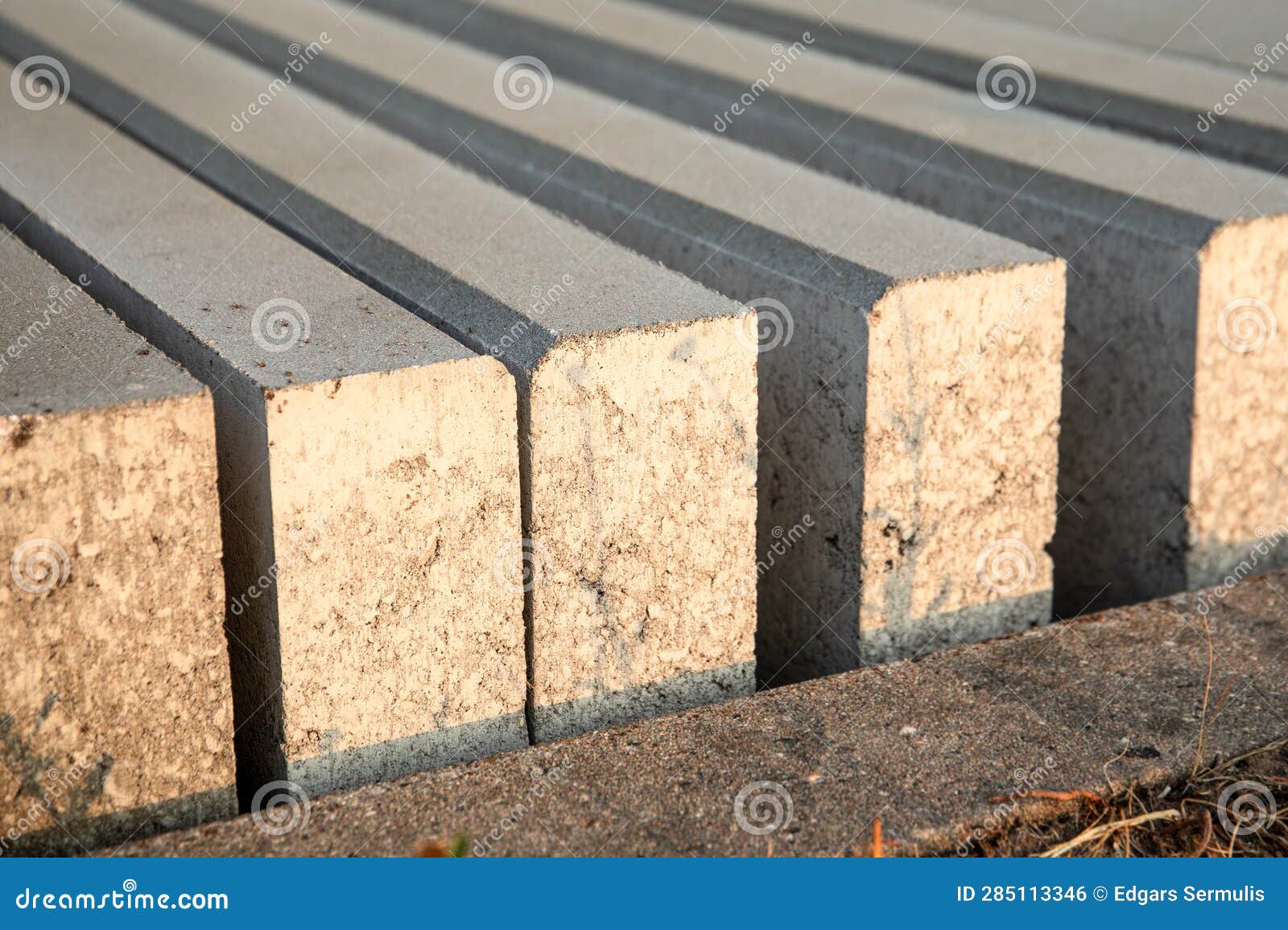 Concrete Road Curbs. Road Construction and Storage Stock Photo - Image ...