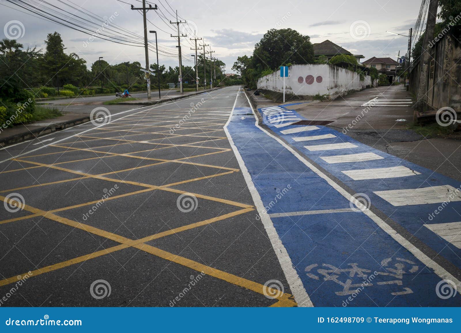 Concrete Road with Intersections To the Left and Right Stock Image ...