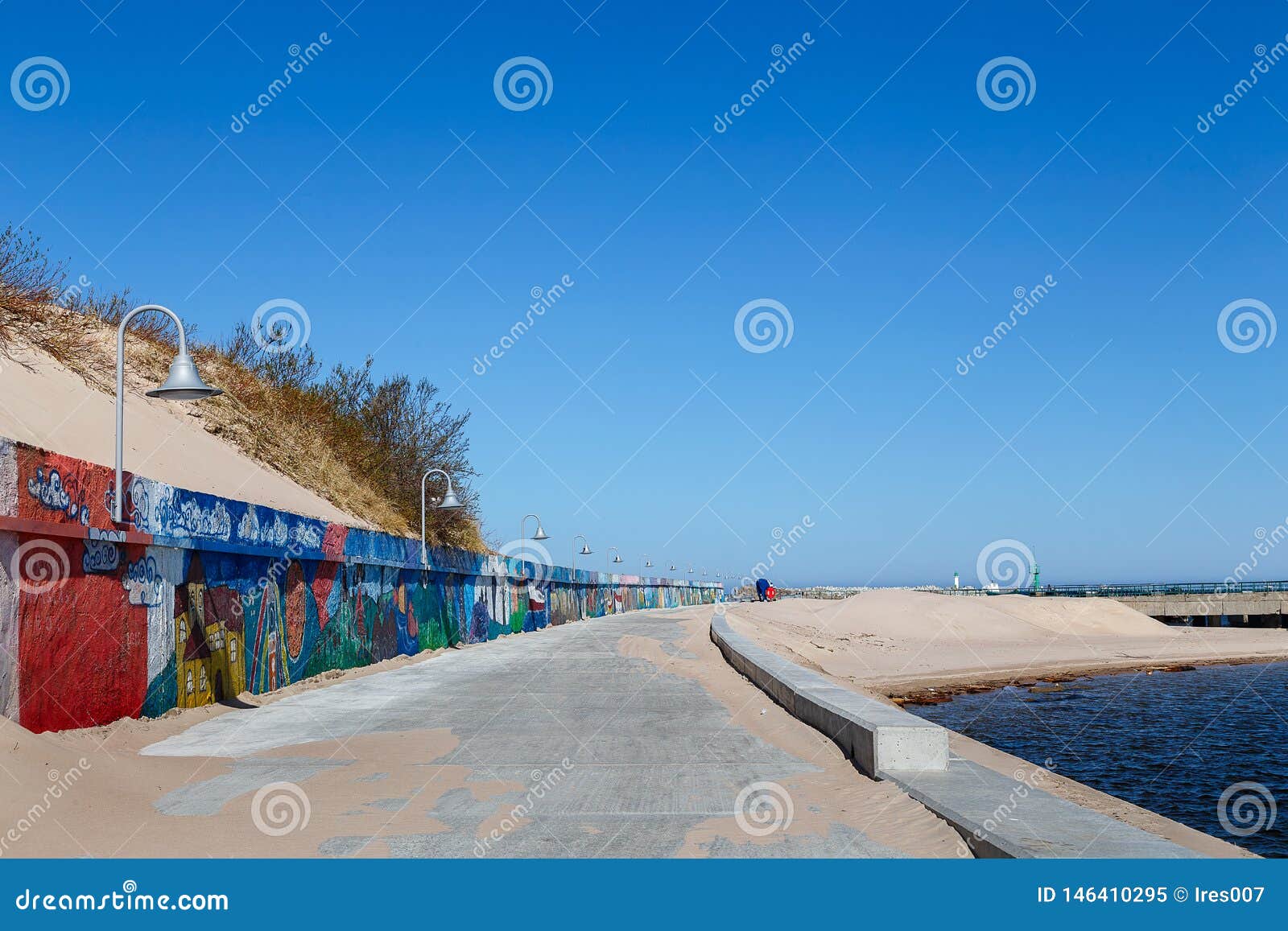 Concrete road at the pier editorial image. Image of beach - 146410295