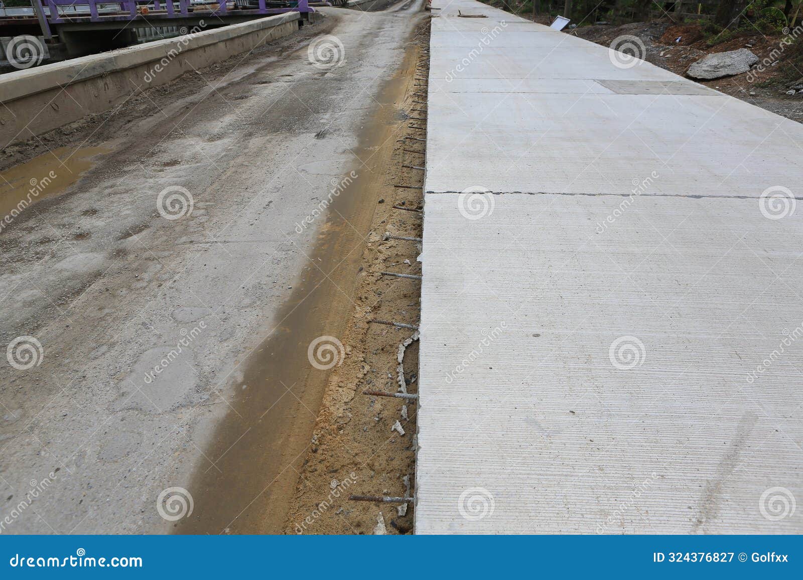 The Concrete Road in Progress. Street Under Construction Stock Image ...