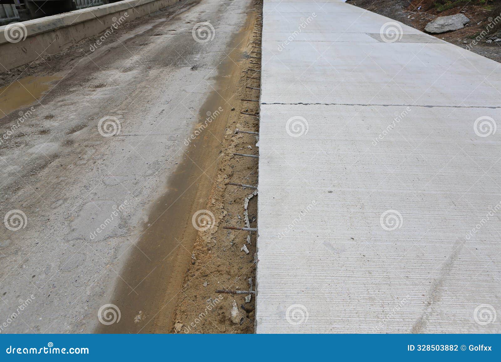 The Concrete Road in Progress. Street Under Construction Stock Photo ...