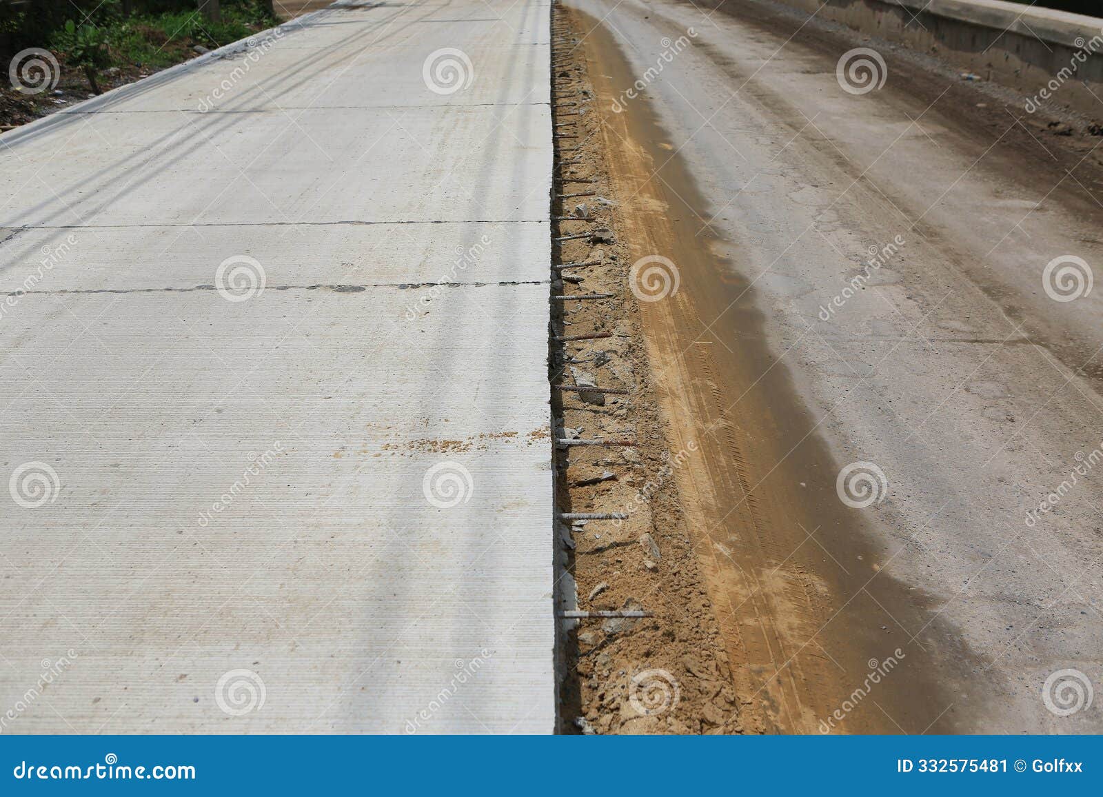 The Concrete Road in Progress. Street Under Construction Stock Image ...