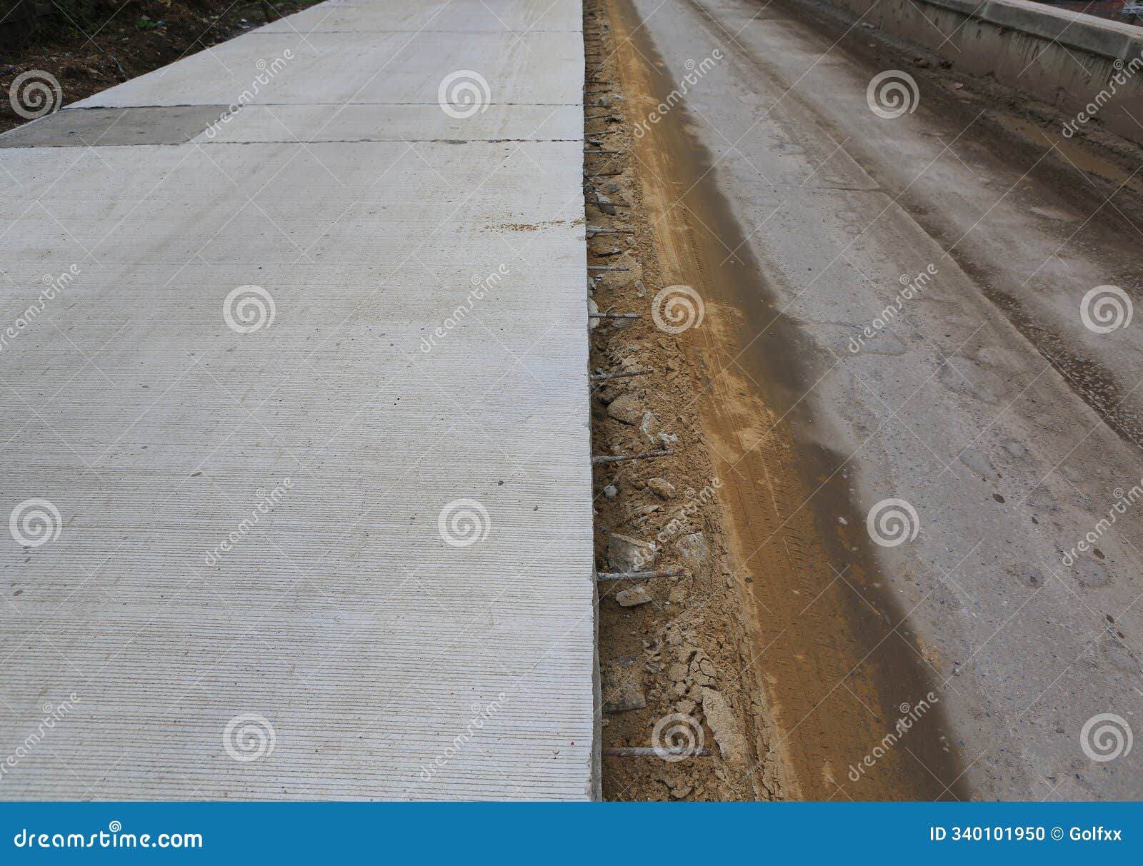 The Concrete Road in Progress. Street Under Construction Stock Photo ...