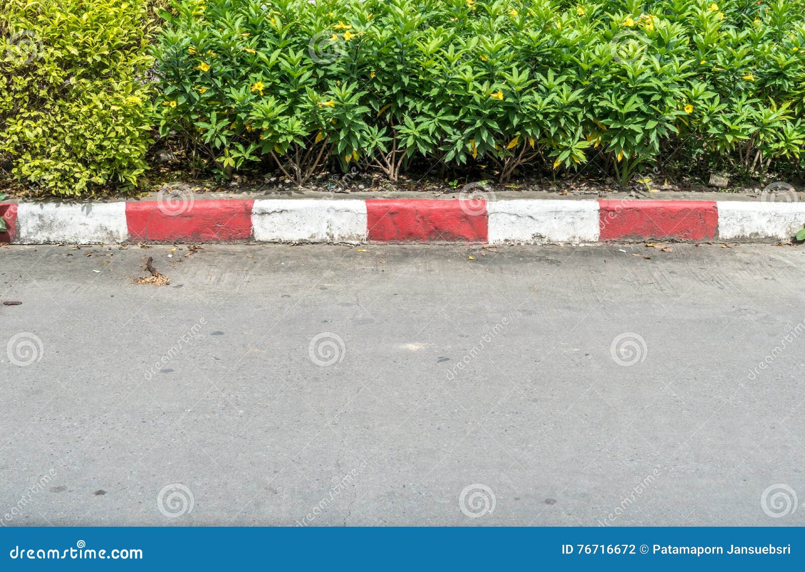 Concrete Road with Red and White Stock Photo - Image of sign, markings ...