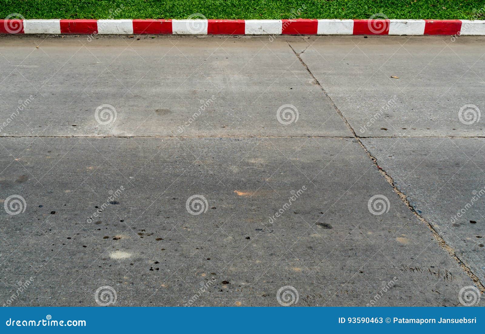 Concrete Road with Red and White Stock Image - Image of curb ...