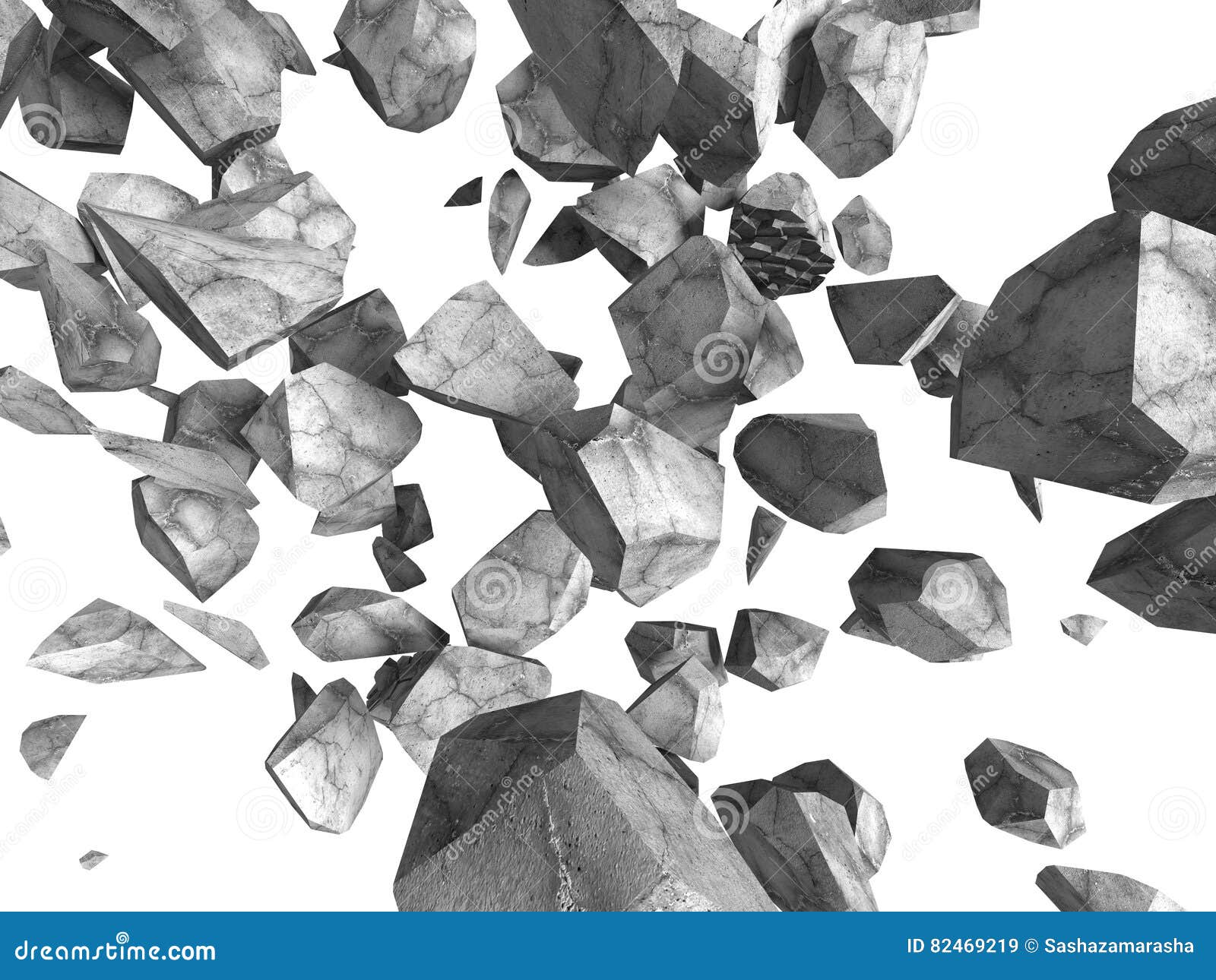 Concrete Rock Stones Falling on White Background Stock Illustration ...