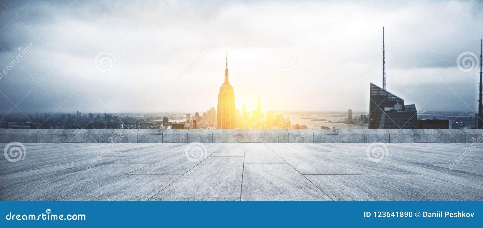 Rooftop with Sunset City Backdrop Stock Photo - Image of beautiful ...