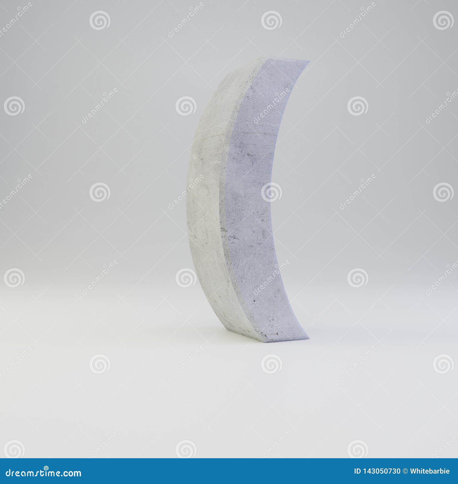Concrete Round Brackets Symbol with Plaster Texture Isolated on White ...