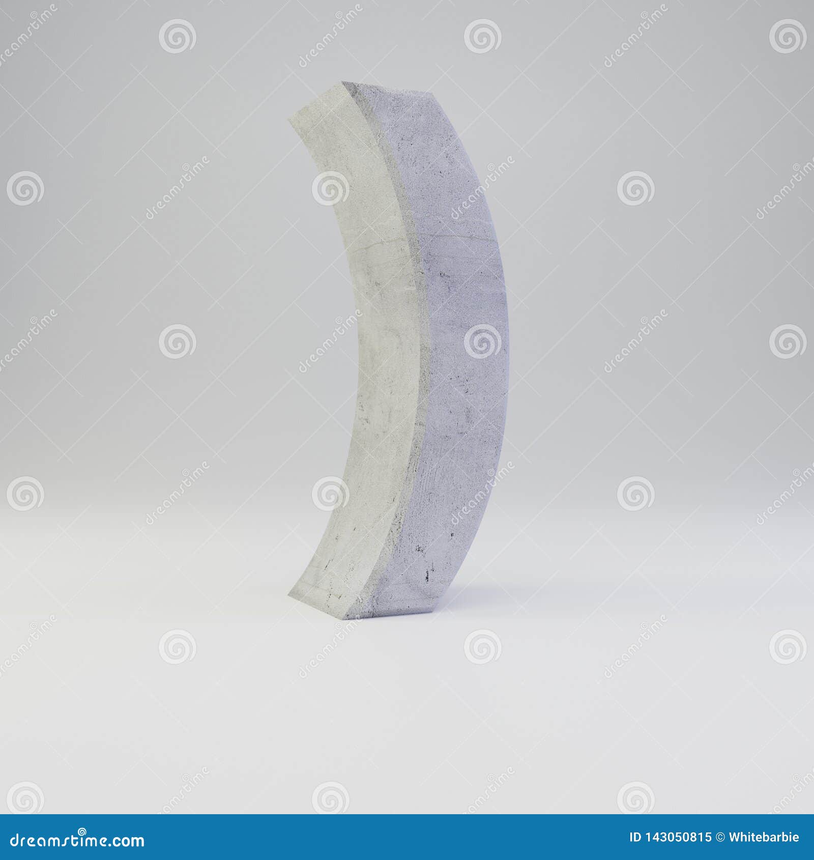 Concrete Round Brackets Symbol with Plaster Texture Isolated on White ...