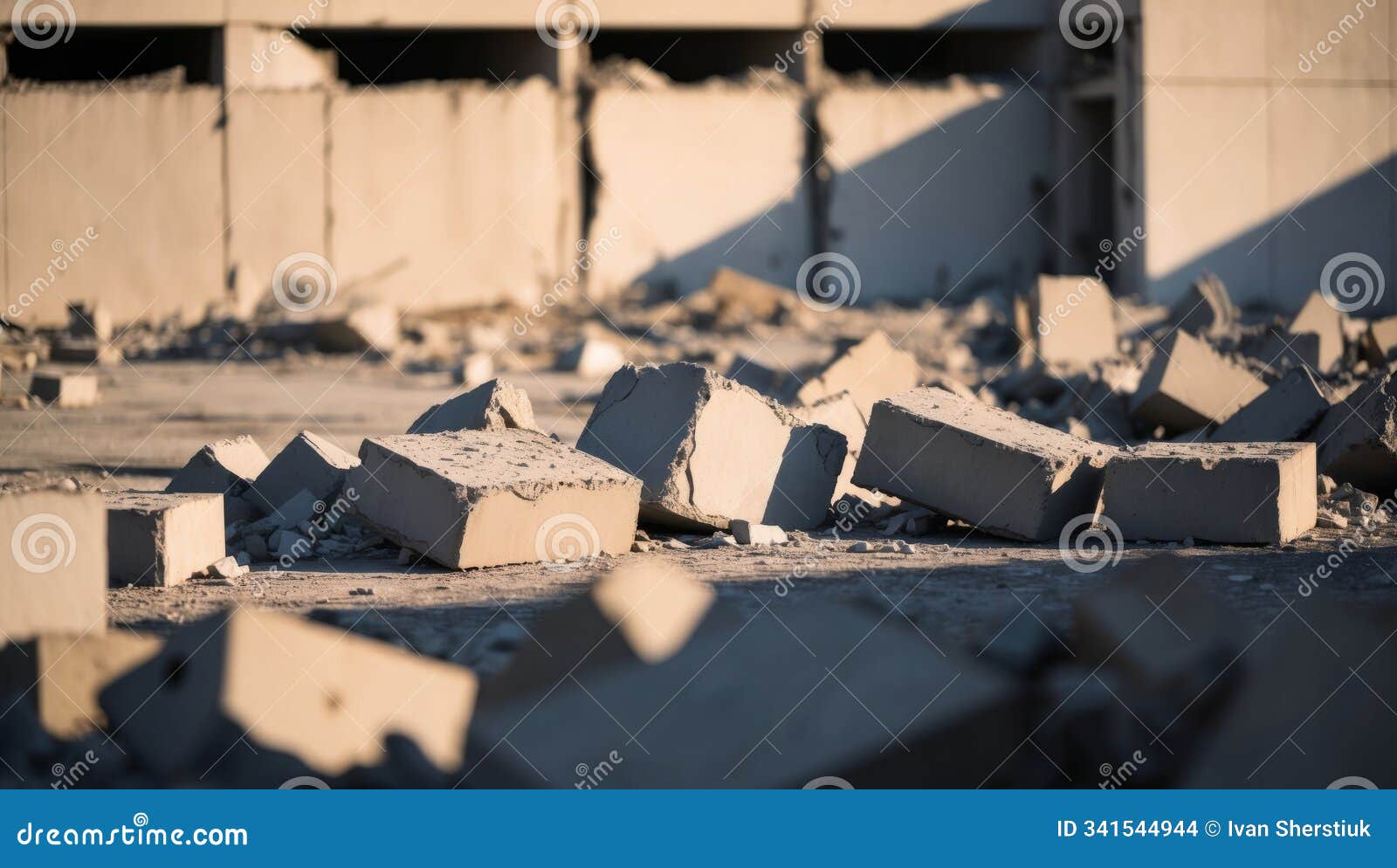 Concrete Rubble Debris at a Building Site. Stock Photo - Image of ...