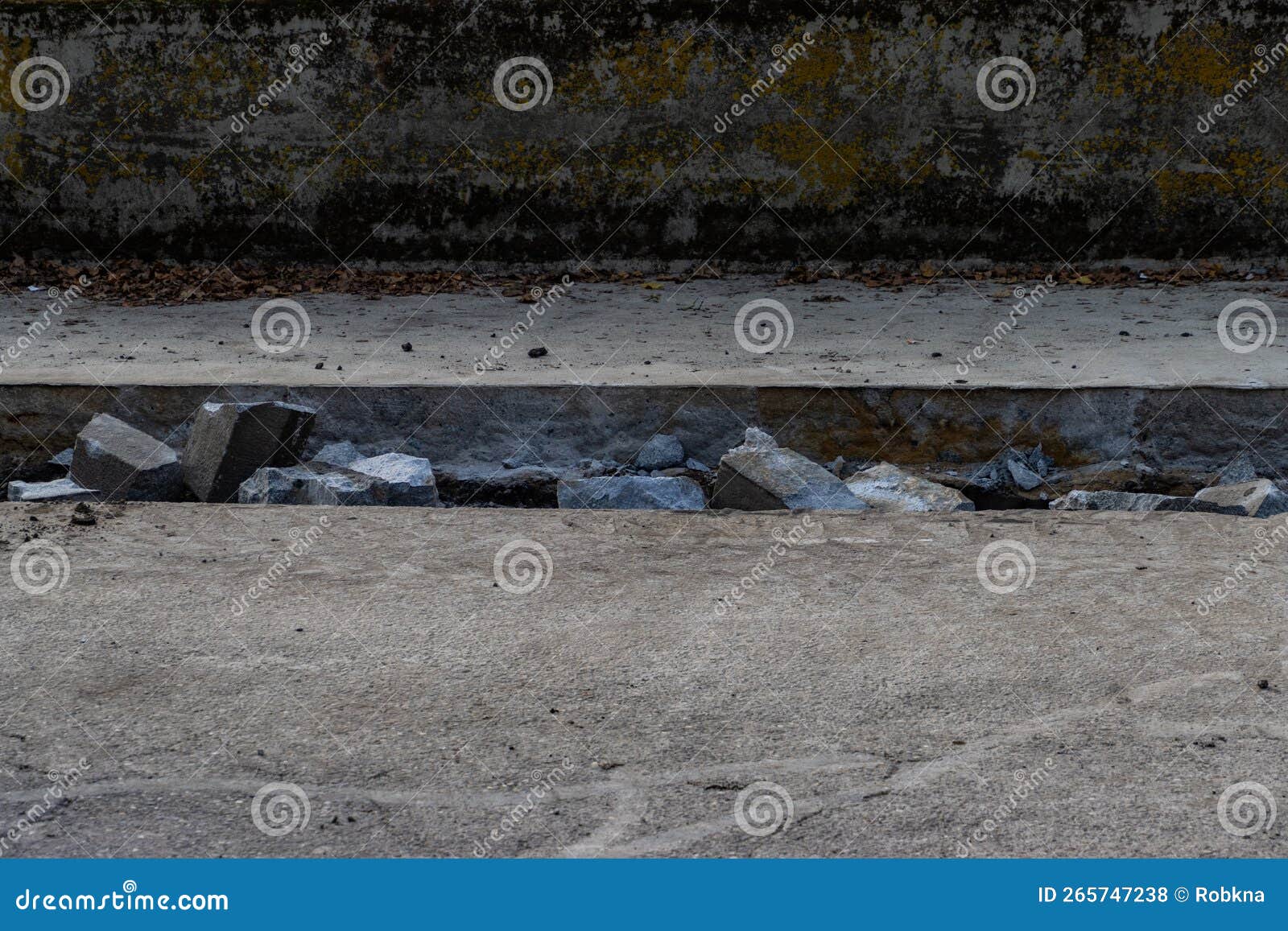 Concrete Rubble in a Ditch on a Construction Site Stock Photo - Image ...