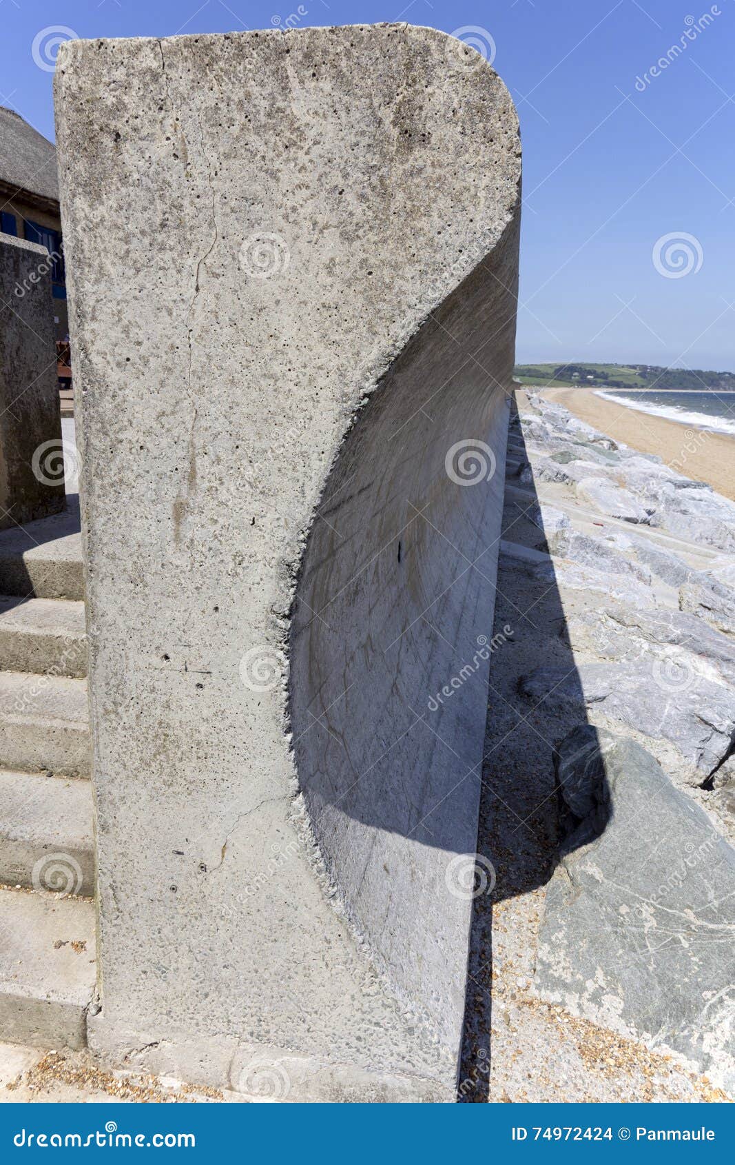 Concrete sea wall defense stock photo. Image of winter - 74972424