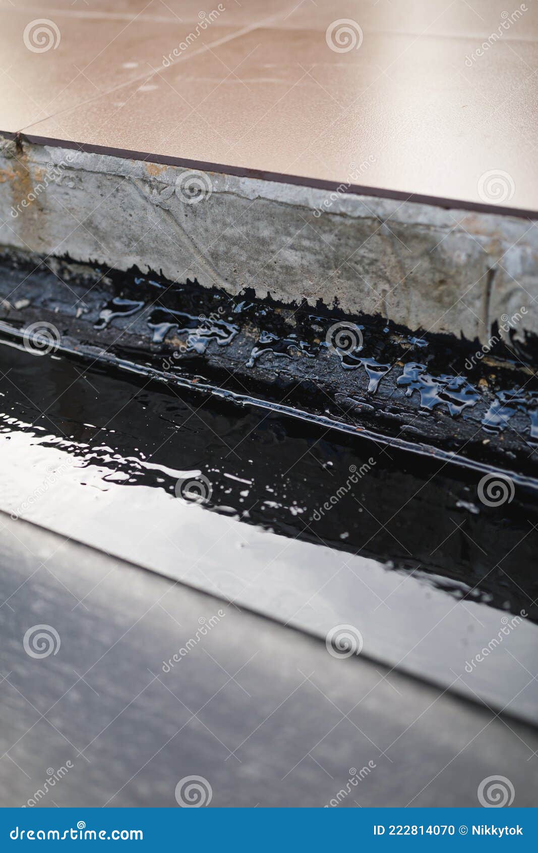 Concrete Seam Waterproofing with Bitumen Stock Photo - Image of ...