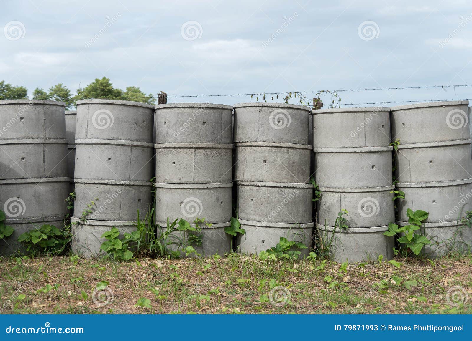 Concrete Septic Tanks Stacked Outdoors. Stock Image - Image of ...