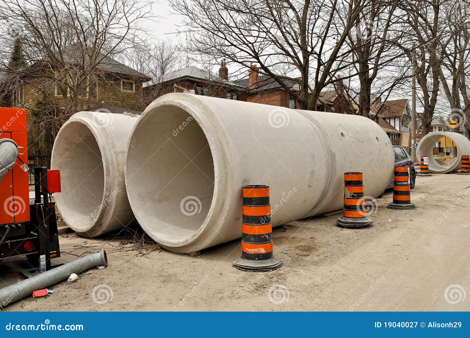 Concrete Sewage Pipes stock image. Image of houses, concrete - 19040027
