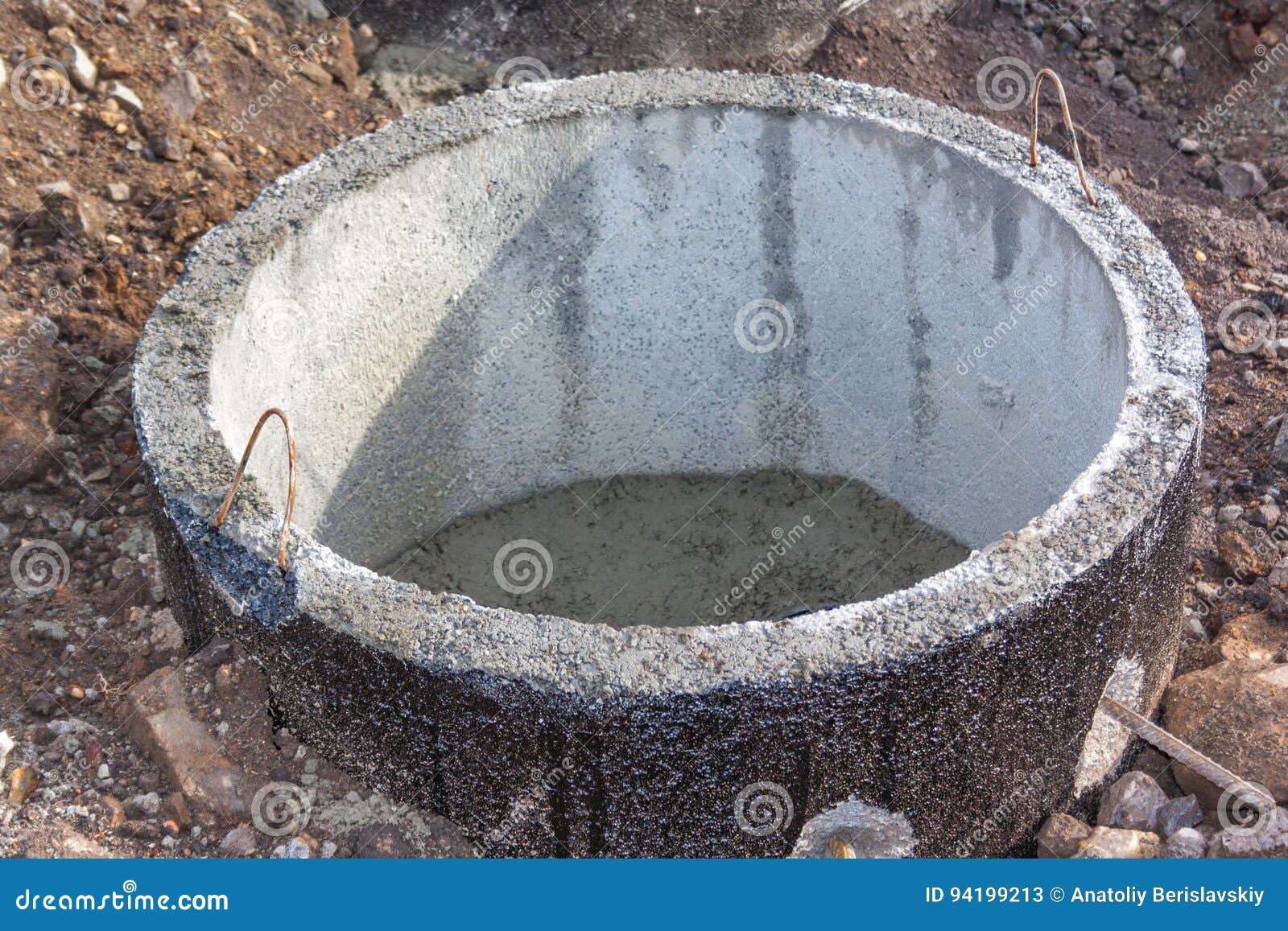 Concrete Shaft Manhole Rings Stock Image - Image of ditch, construction ...