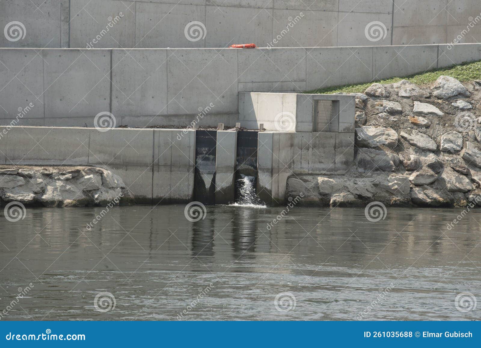 Concrete Shoring on the River Bank Stock Photo - Image of water ...