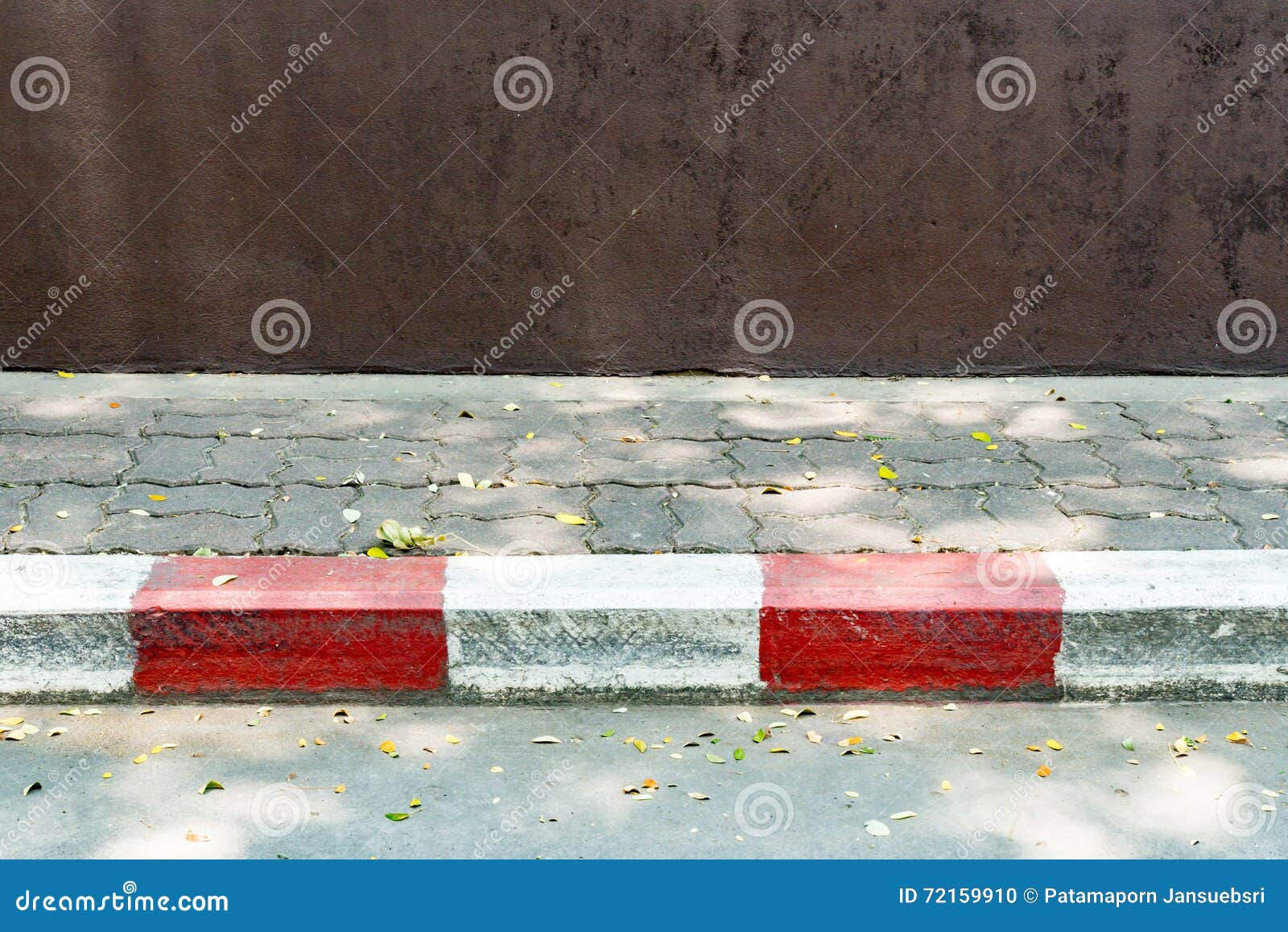 Concrete Sidewalk with Red and White Stock Photo - Image of line, white ...