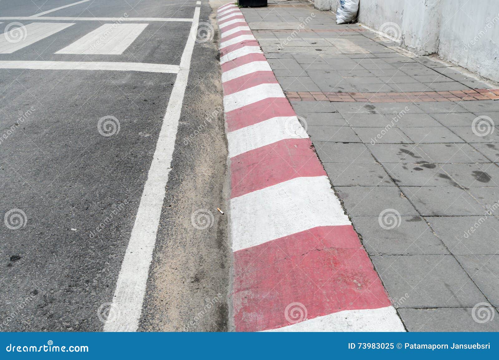 Concrete Sidewalk with Red and White Stock Image - Image of abstract ...