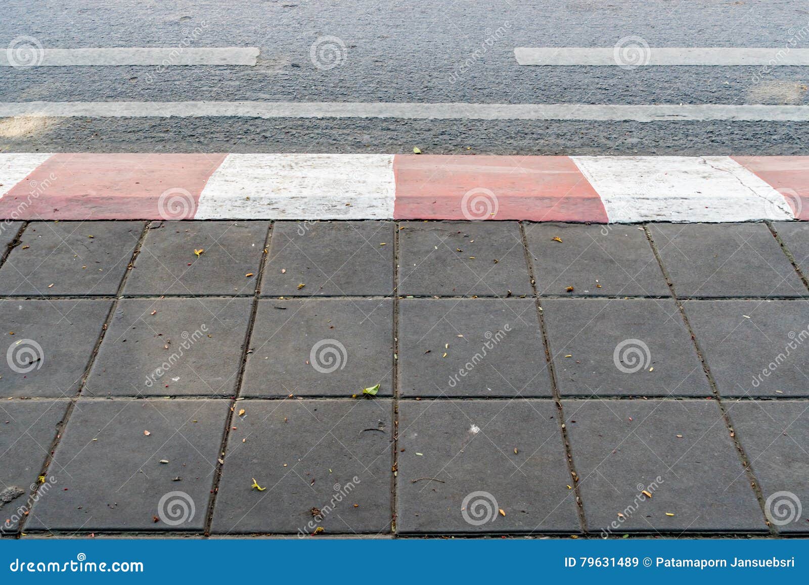 Concrete Sidewalk with Red and White Stock Image - Image of driveway ...