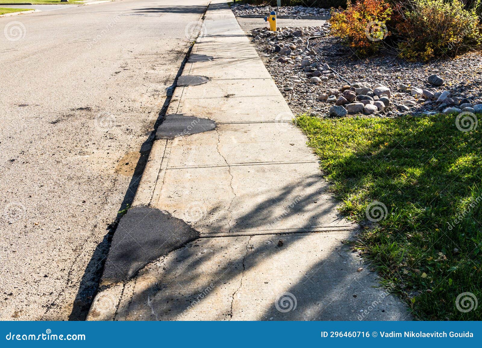 Sidewalk Repair Work. Jackhammer Lies On The Pavement. Stock ...