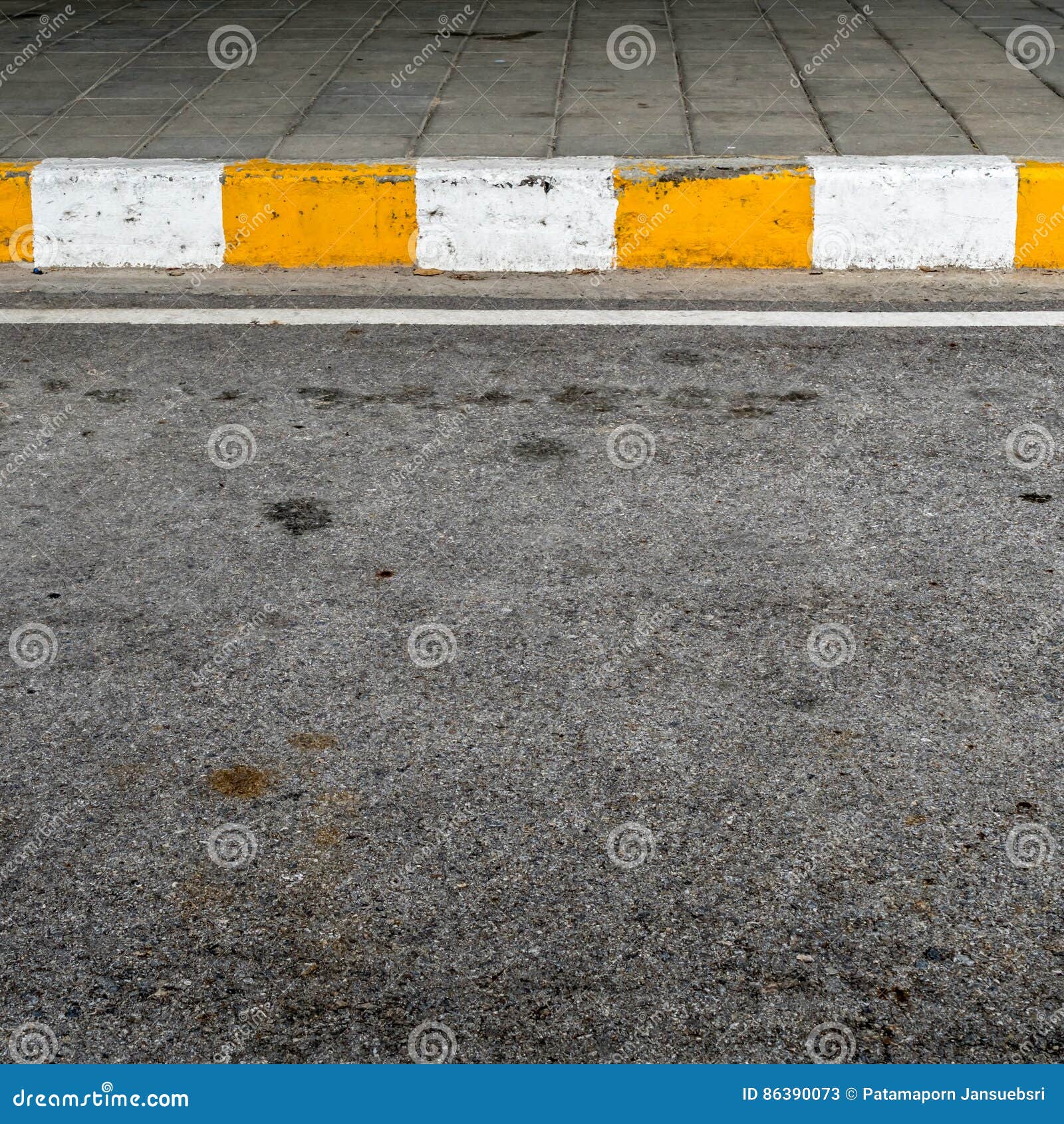 Concrete Sidewalk with Yellow and White Stock Image - Image of walk ...