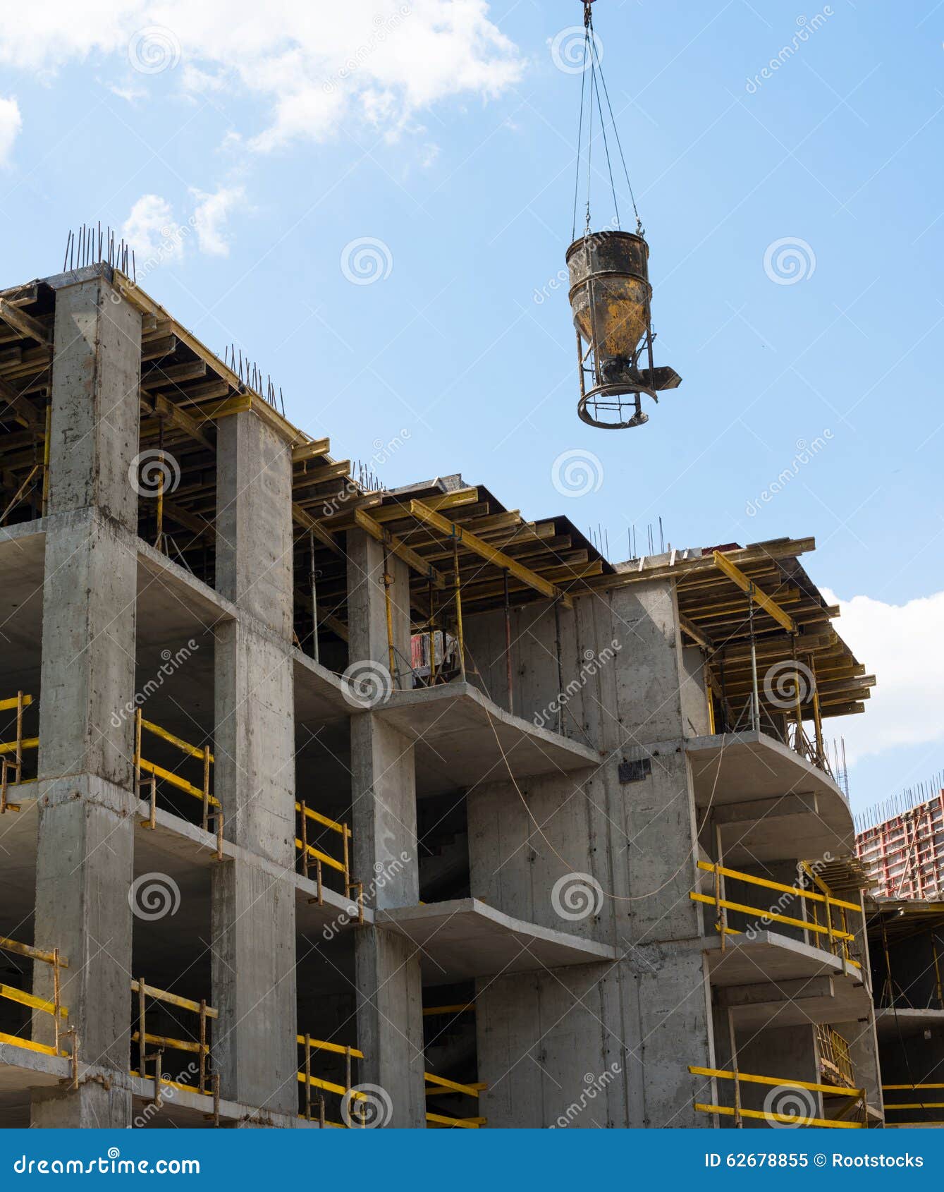 Concrete Skip Over Building Framework Stock Image - Image of high ...